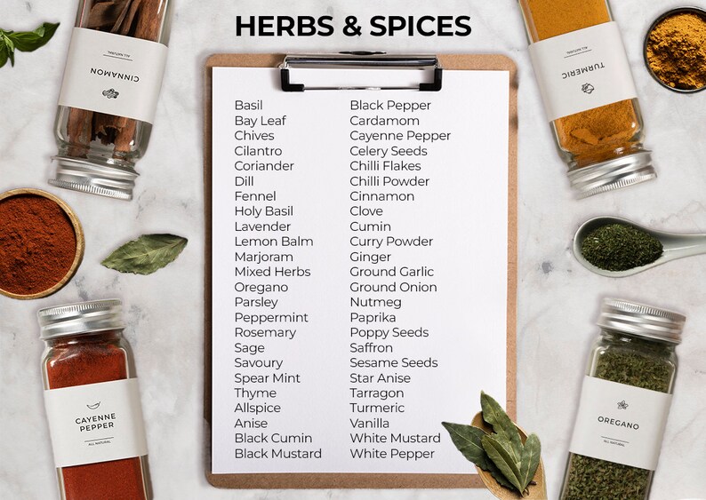 Printable Spice Jar Labels Modern Minimalist Spice Jar Label Template ...