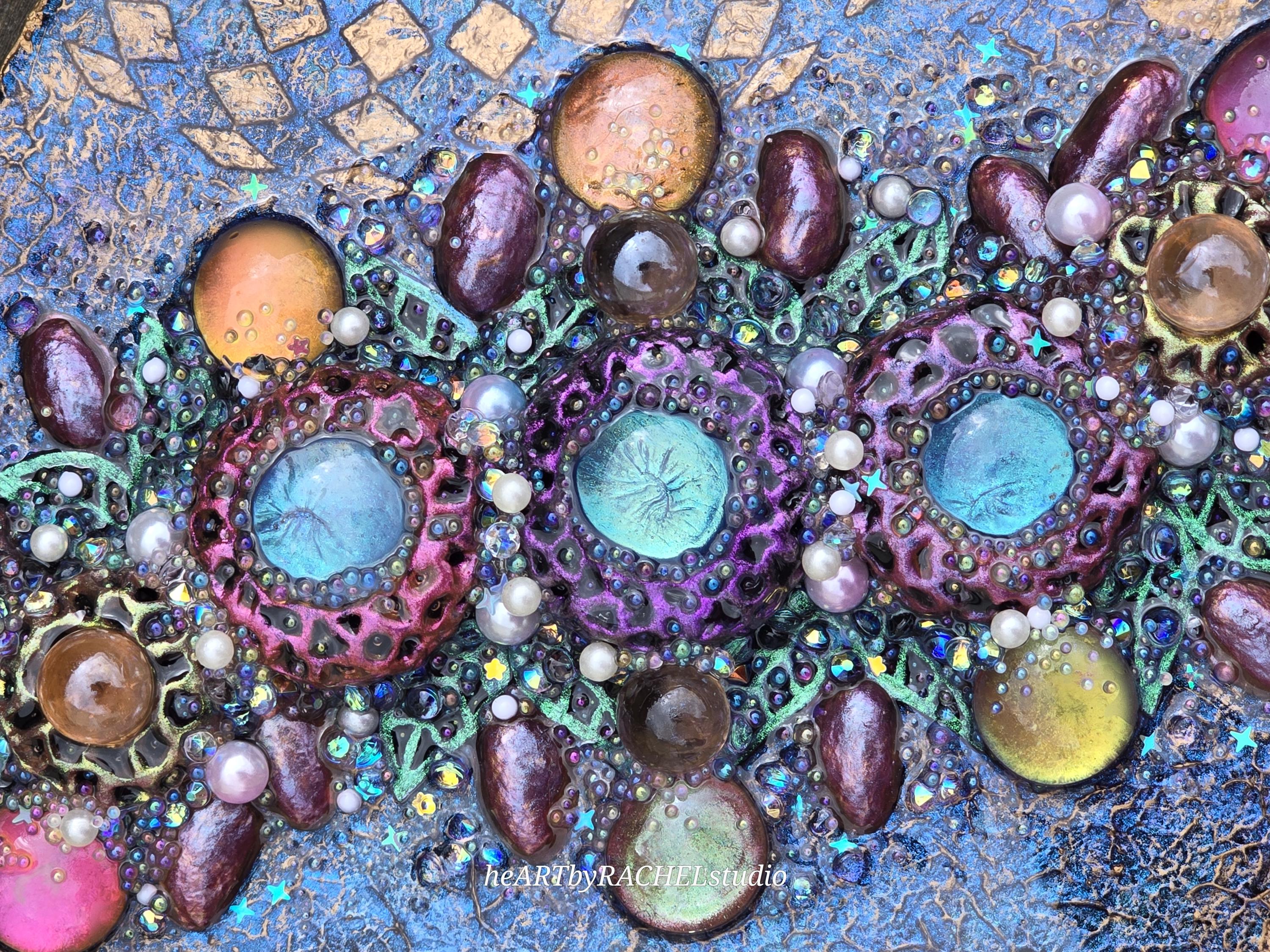 Glass Carnival Mixed Media Art: Resin & Polymer Clay on Wood Panel - Etsy