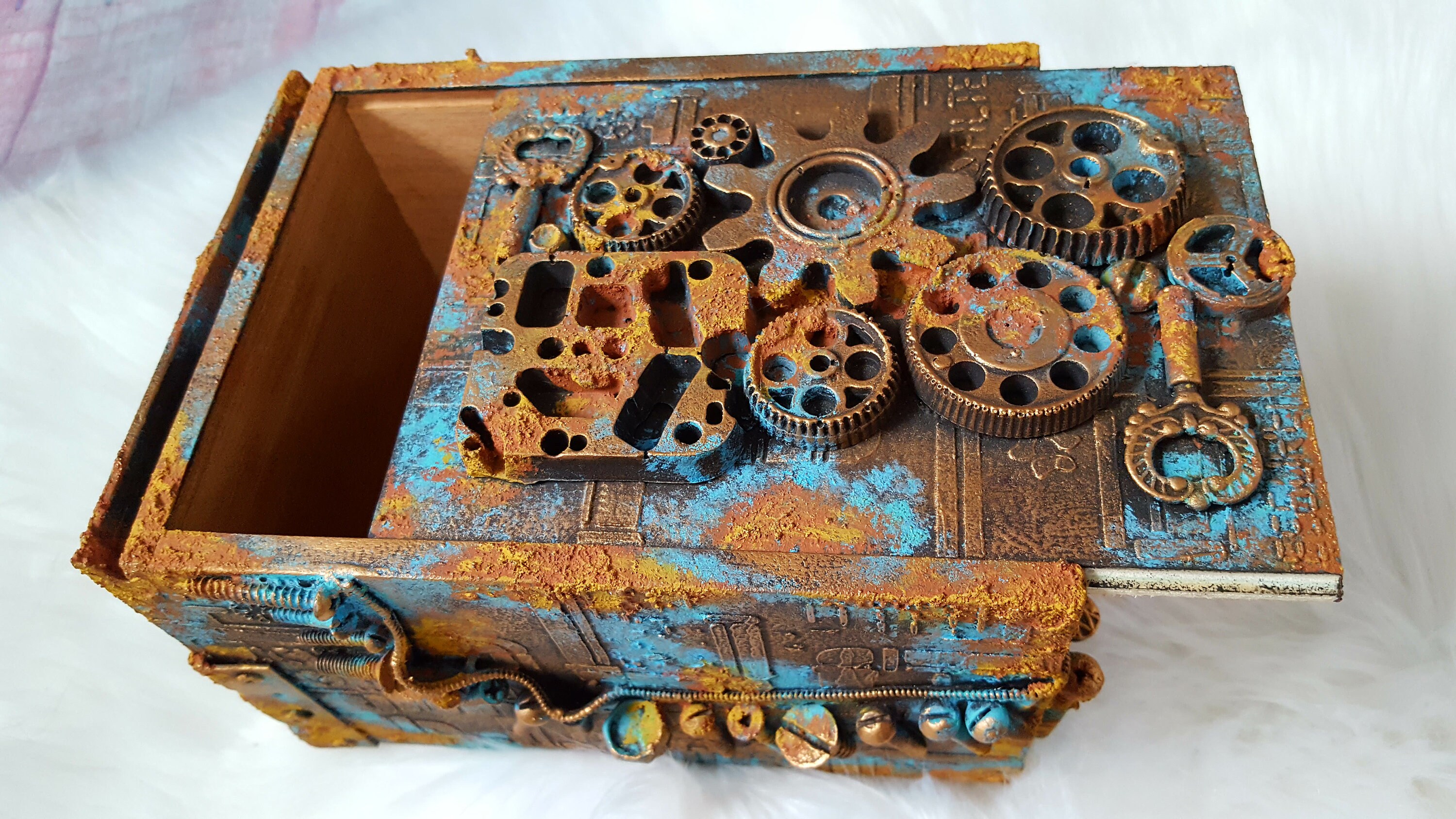 Mixed Media Collage Steampunk Cigar Box / 7x5.5x4 - Etsy