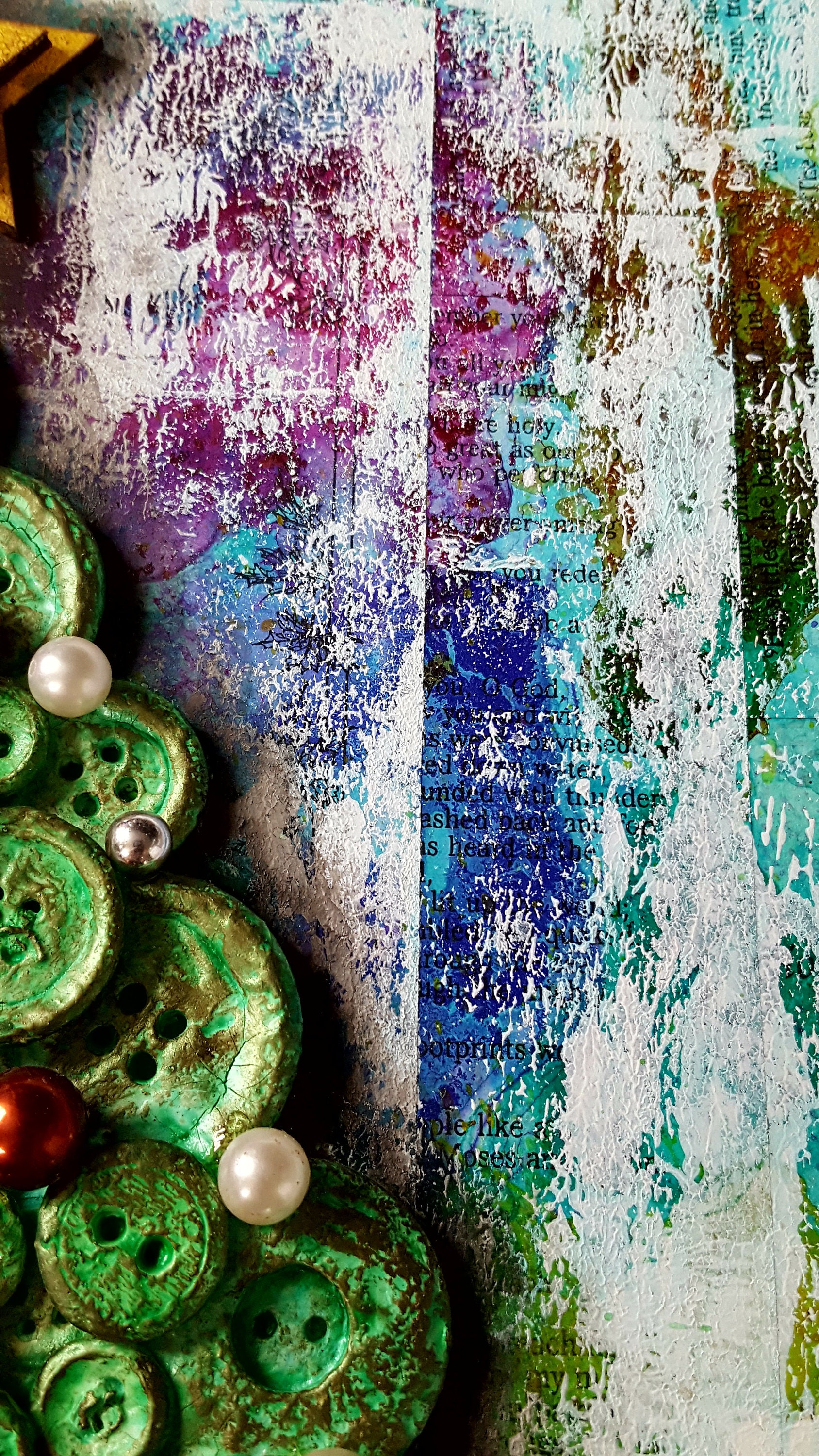 8x8 Original Button Christmas Tree Mixed Media Collage Wooden Panel Art ...