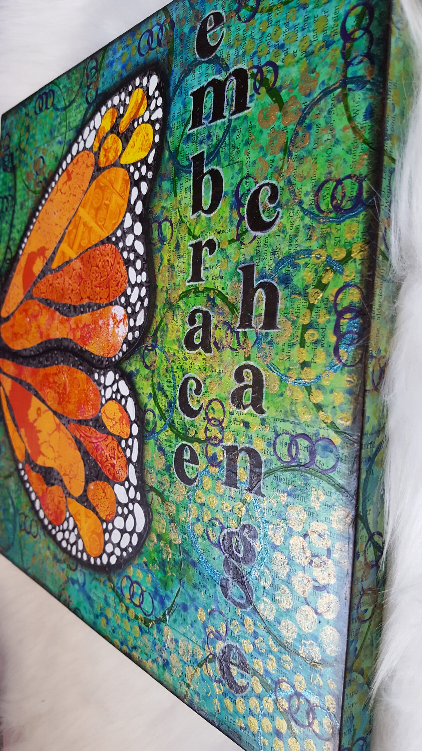 12x12 Original Embrace Change Mixed Media Collage on Wooden Panel Art ...