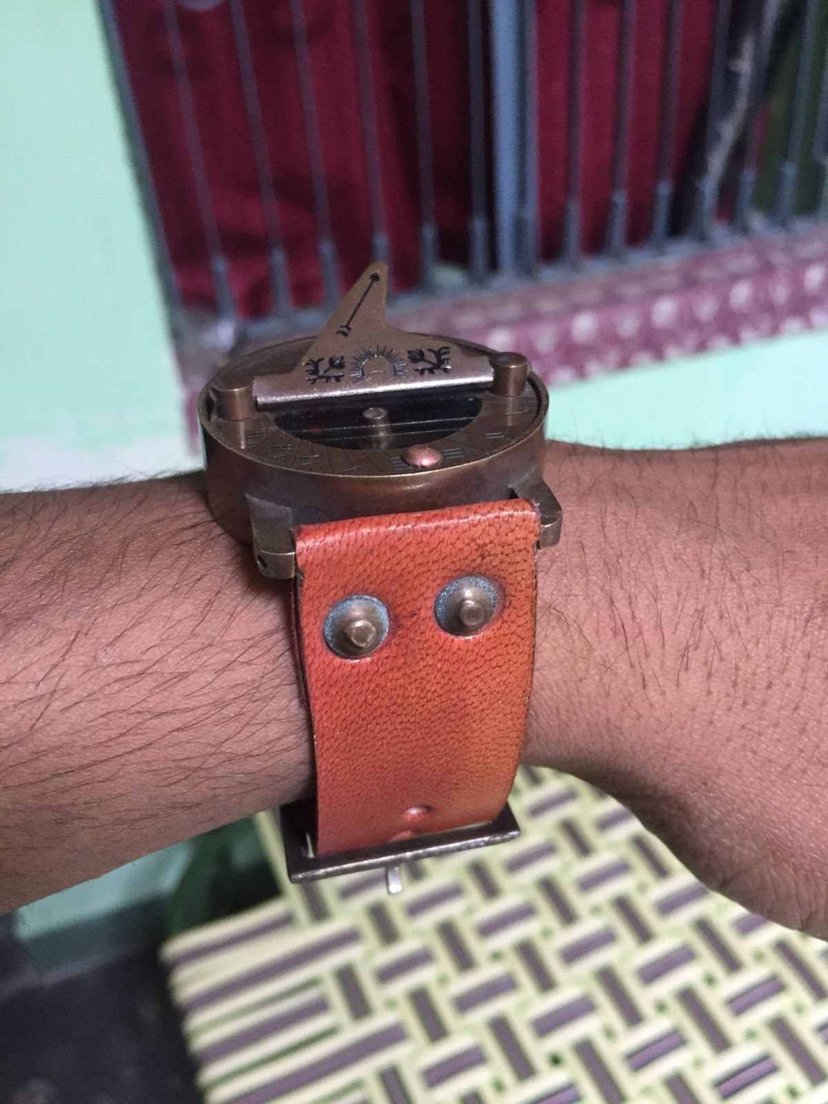 Maritime Brass Sundial Compass Wrist Watch Leather Nautical - Etsy