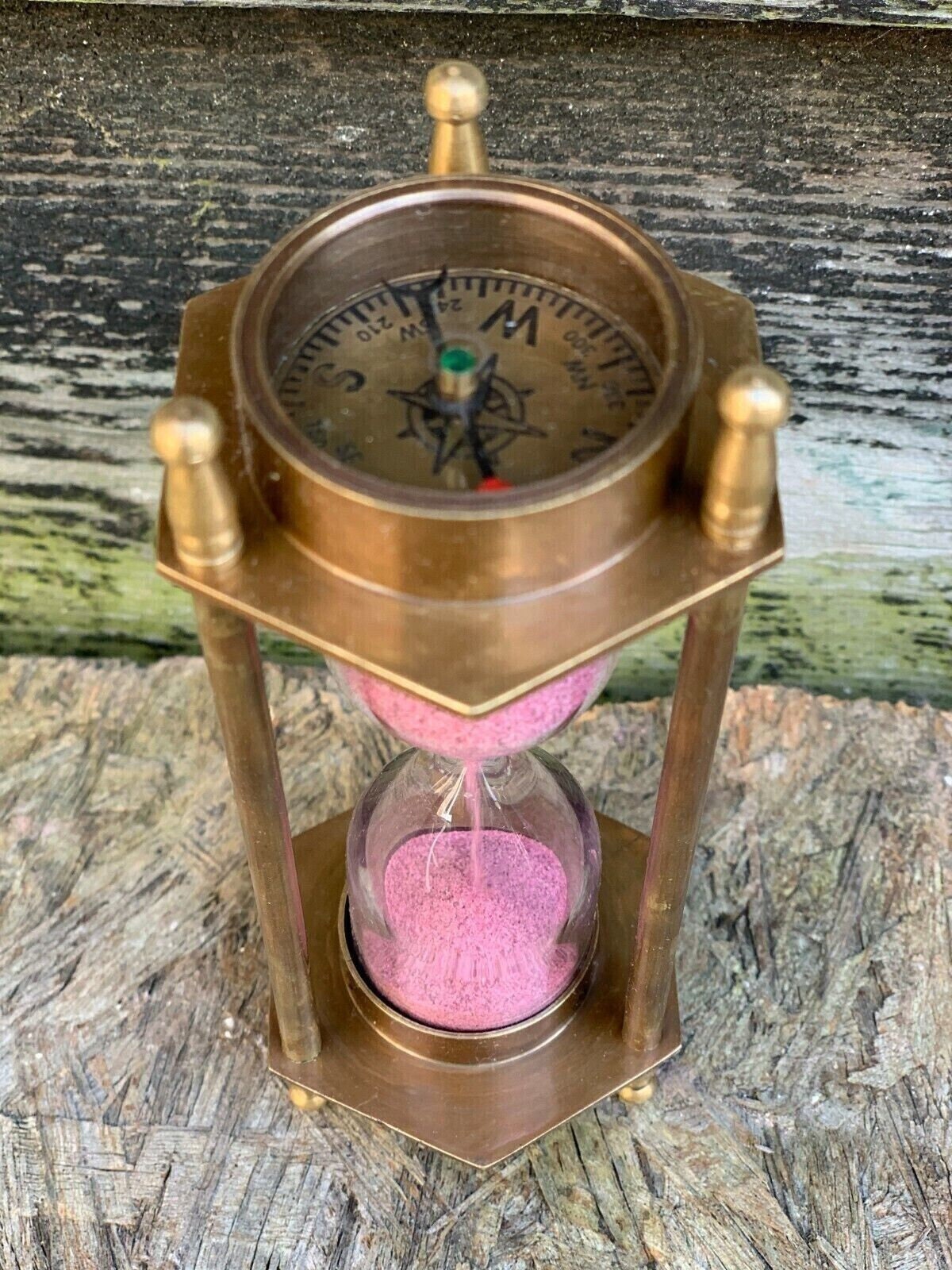 Nautical Antique Brass Sand Timer Antique Hourglass Sand Brass Compass ...