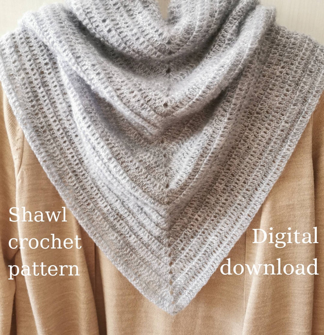 Easy Shawl Pattern, Digital Download Shawl Pattern, Crochet Triangle ...
