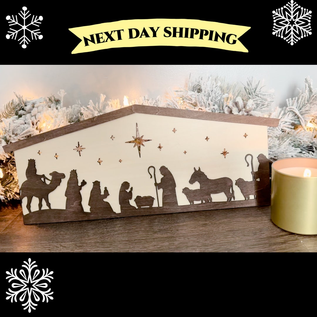 Christmas Nativity Sign | Layered Christmas Sign | Laser Cut Manger ...