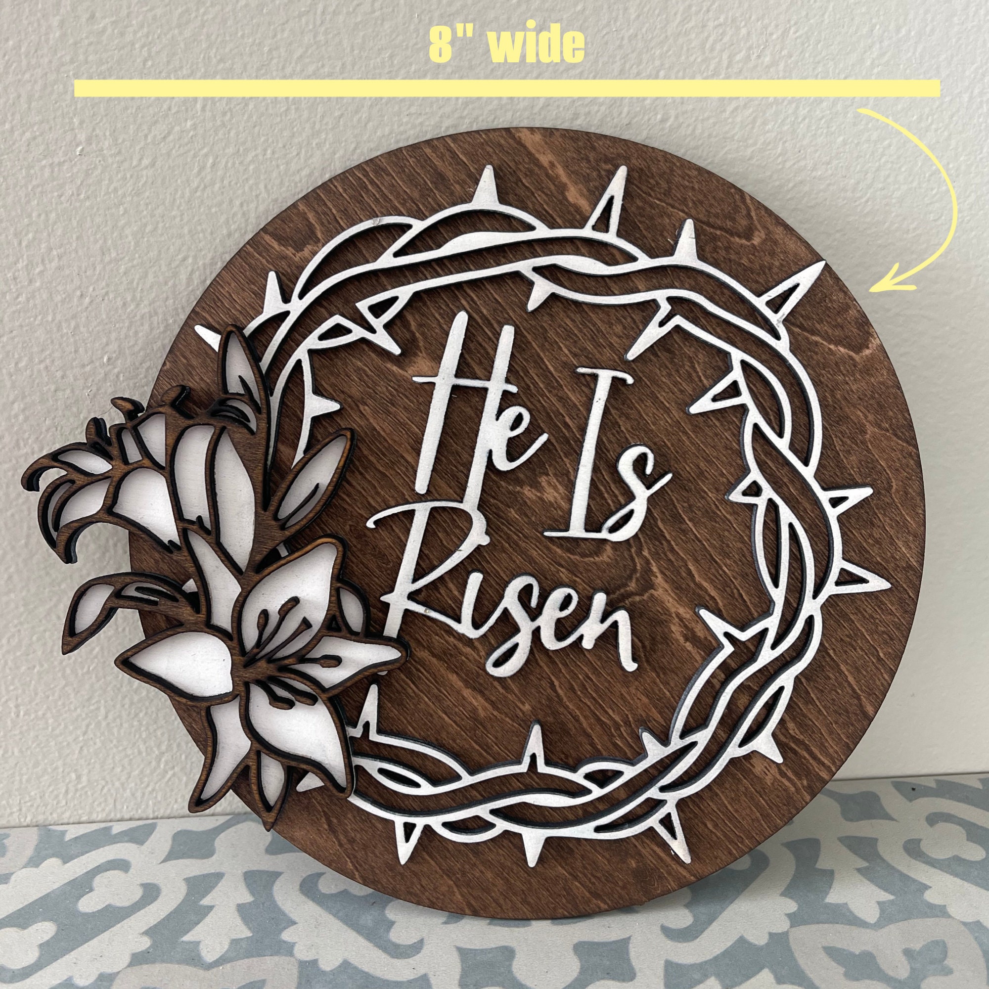 He is Risen Sign Crown of Thorns Wooden Religious Sign - Etsy