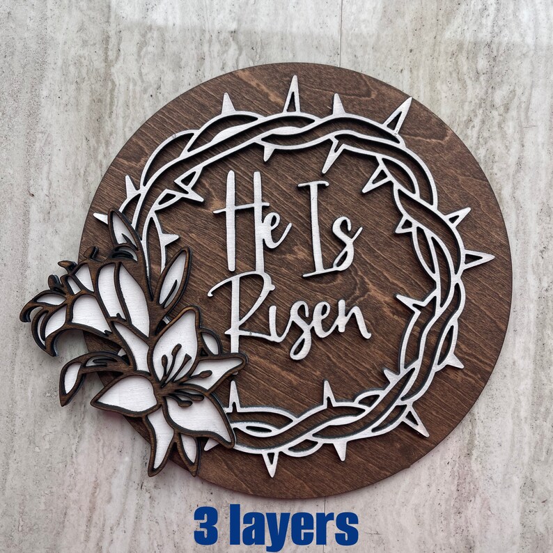 He is Risen Sign Crown of Thorns Wooden Religious Sign Easter ...