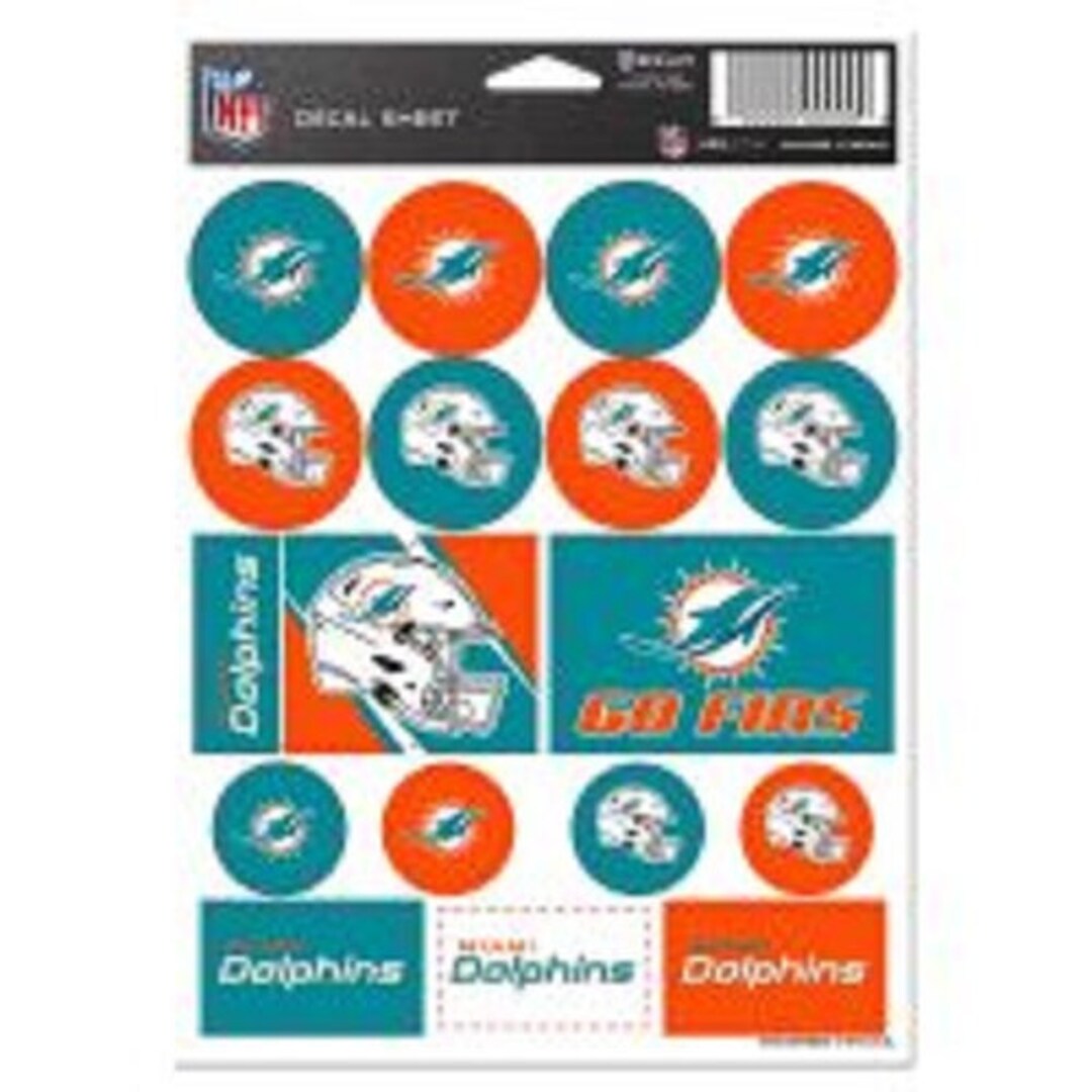 Miami Dolphins 5 X 7 Sticker Decal Sheet Free Shipping - Etsy