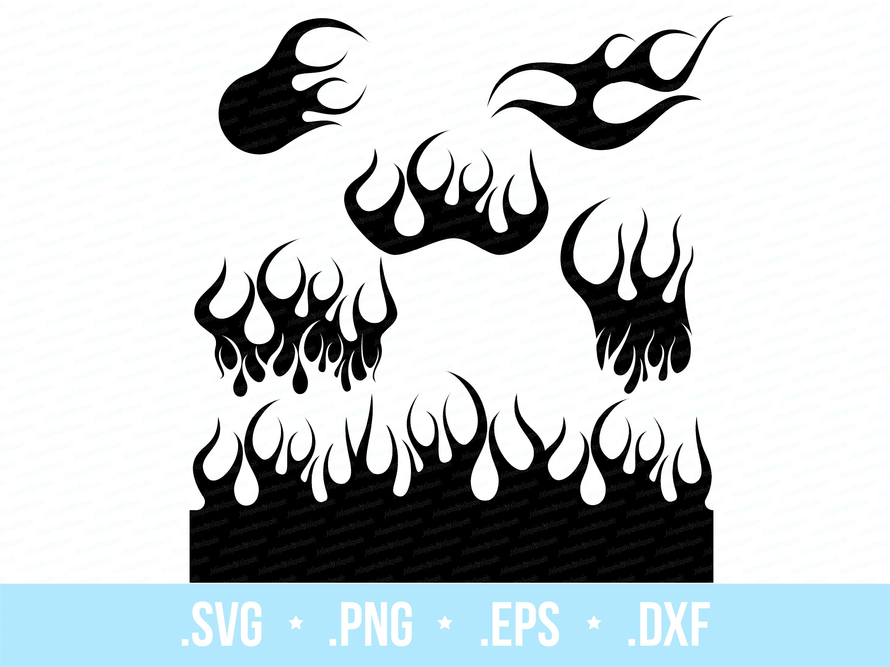 Flame Svg Fire Silhouette Vector Files for Custom Print and Vinyl Cut ...