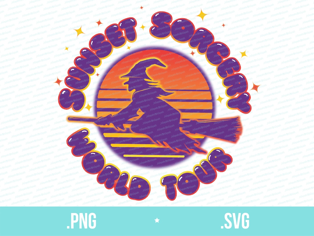 Halloween Witch SVG Printable Fall Graphic, Sunset Sorcery Design to ...