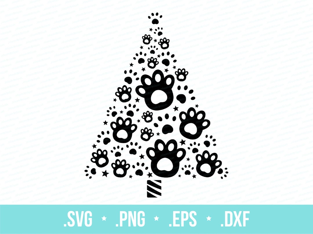Christmas Cat Paw Print Tree SVG: Cat Lover Gift (digital Download) - Etsy