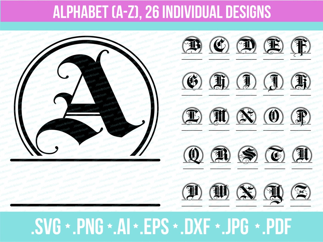 Monogram Alphabet, Printable, 26 Letters (A-Z) Included, .ai, .dxf ...