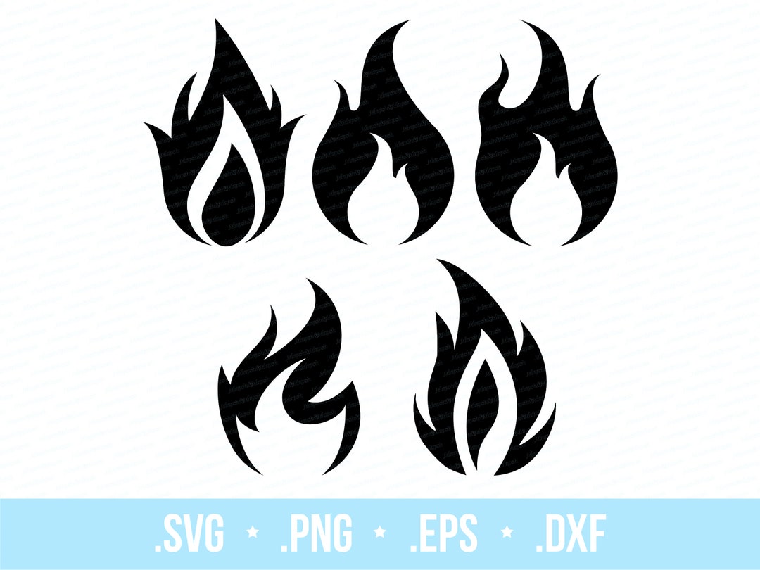 Flame Svg Fire Silhouette Vector Files for Custom Print and Vinyl Cut ...