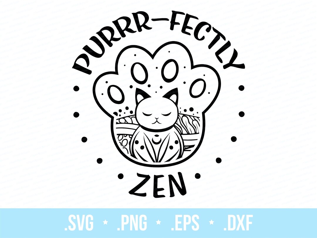 Meditation Cat SVG Fun Zen Cat Png Graphic for Print, Meditating Cat ...