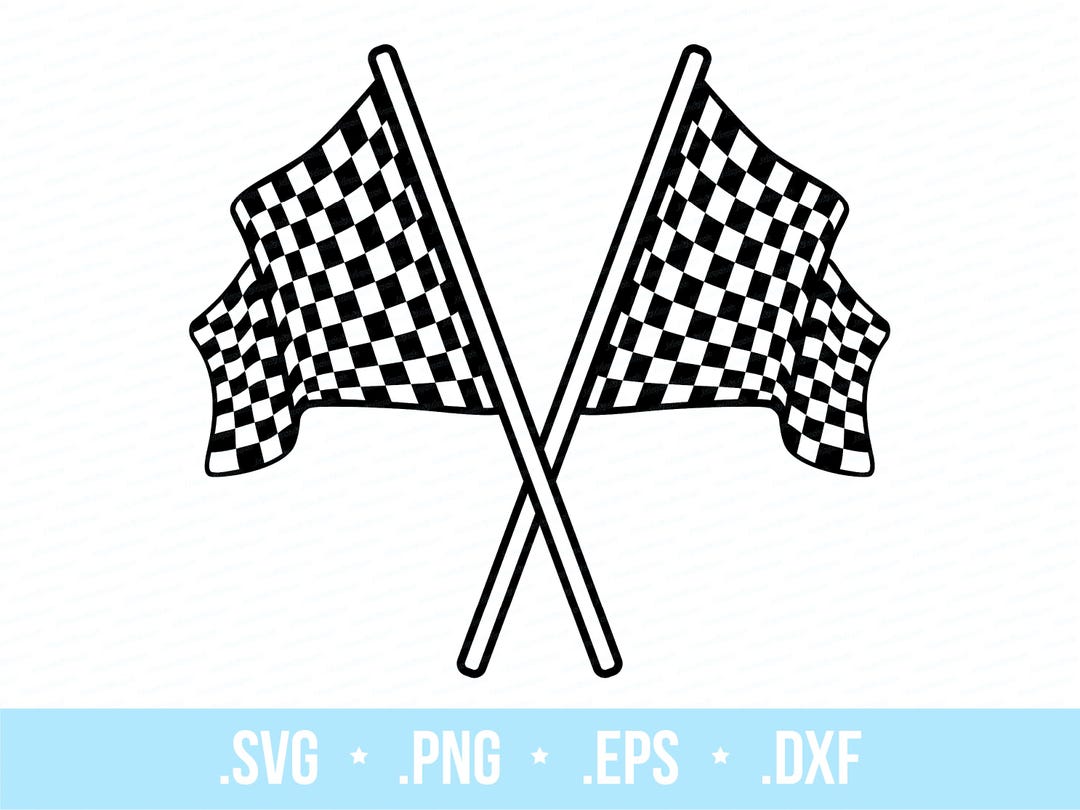 Checkered Flag SVG Racing Graphic Crossed Waving Flags Png Artwork for ...