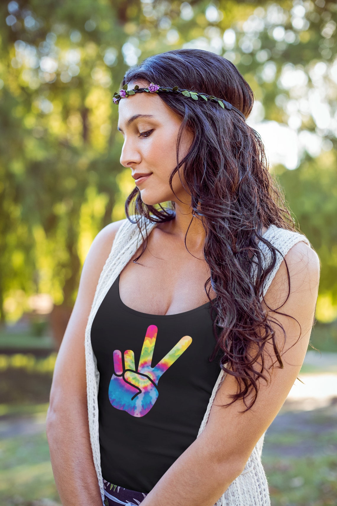 Tie Dye Peace Symbol PNG 60s 70s Retro Graphic to Print on - Etsy