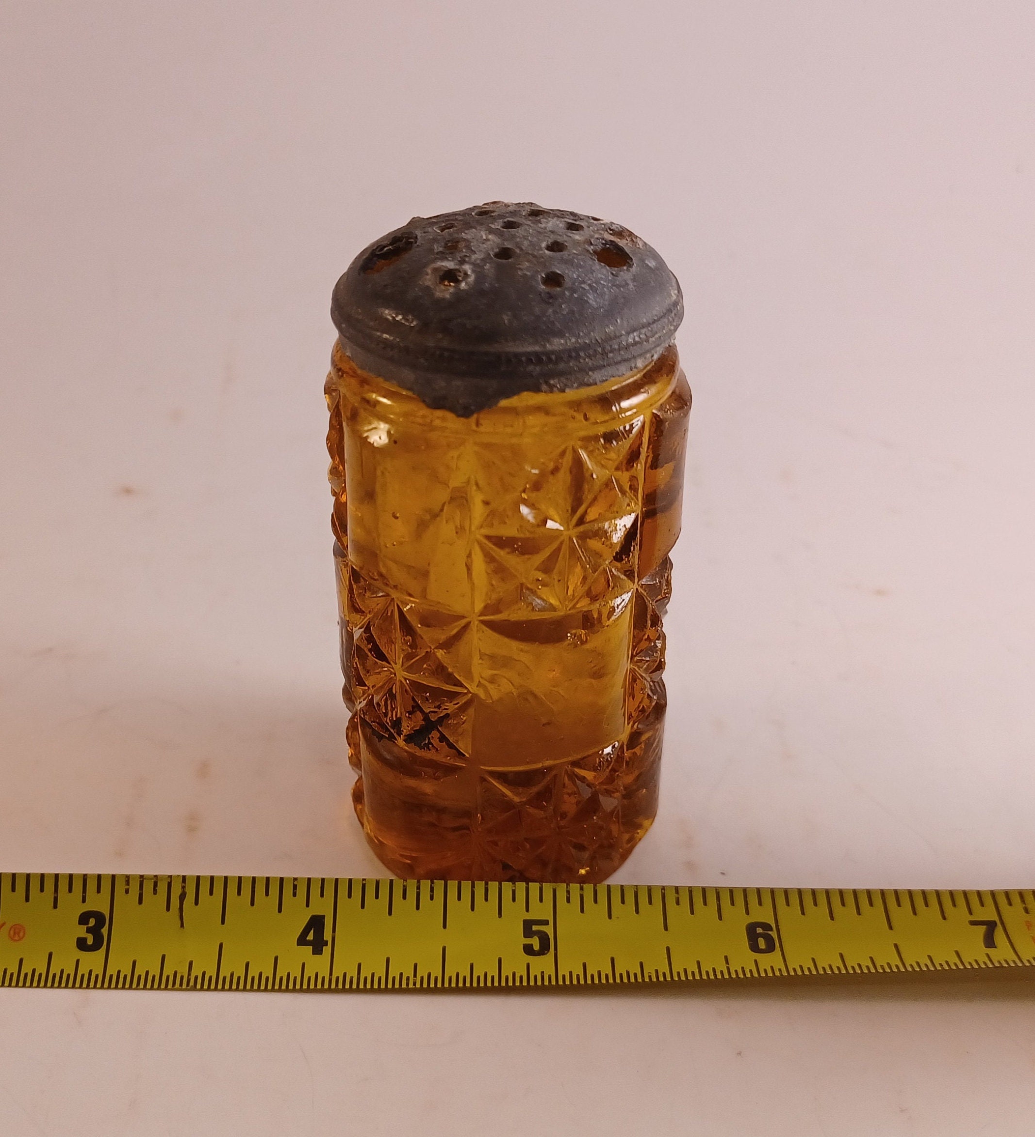 Log and Star Milton Amber Shaker Bottle With Original Lid Antique EAPG ...