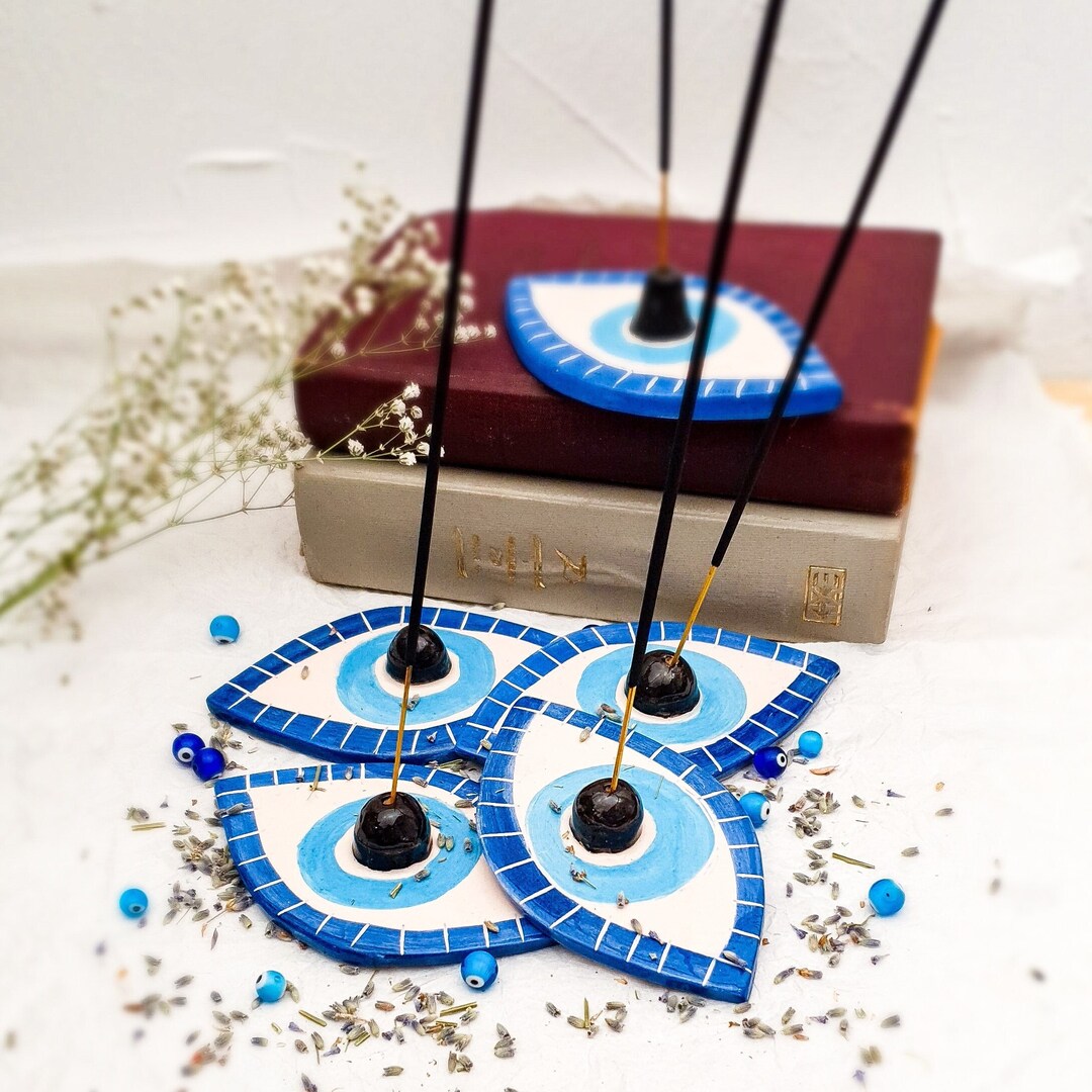 Gaze of Serenity: Decorative Blue Eye Incense Holder With Ceramic ...