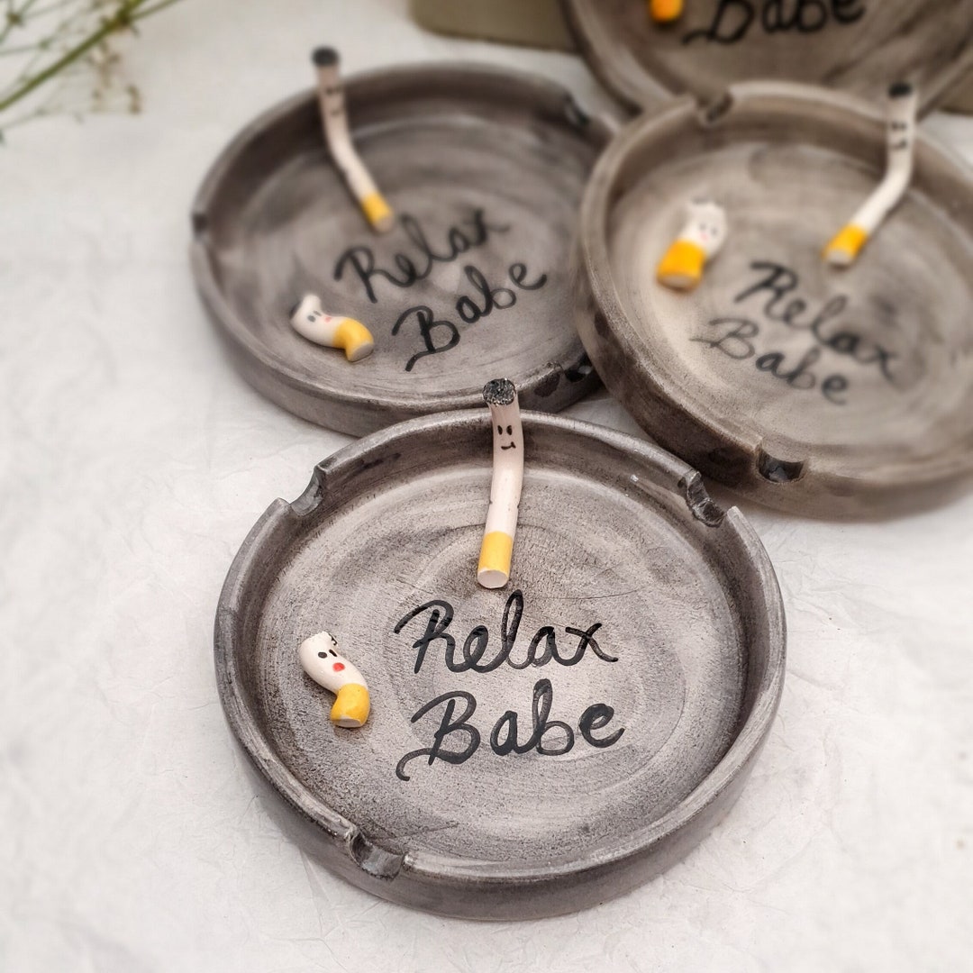 Cute Ashtray Handmade Ceramic Gray Ashtray Cigar Ashtray Cute Boyfriend ...
