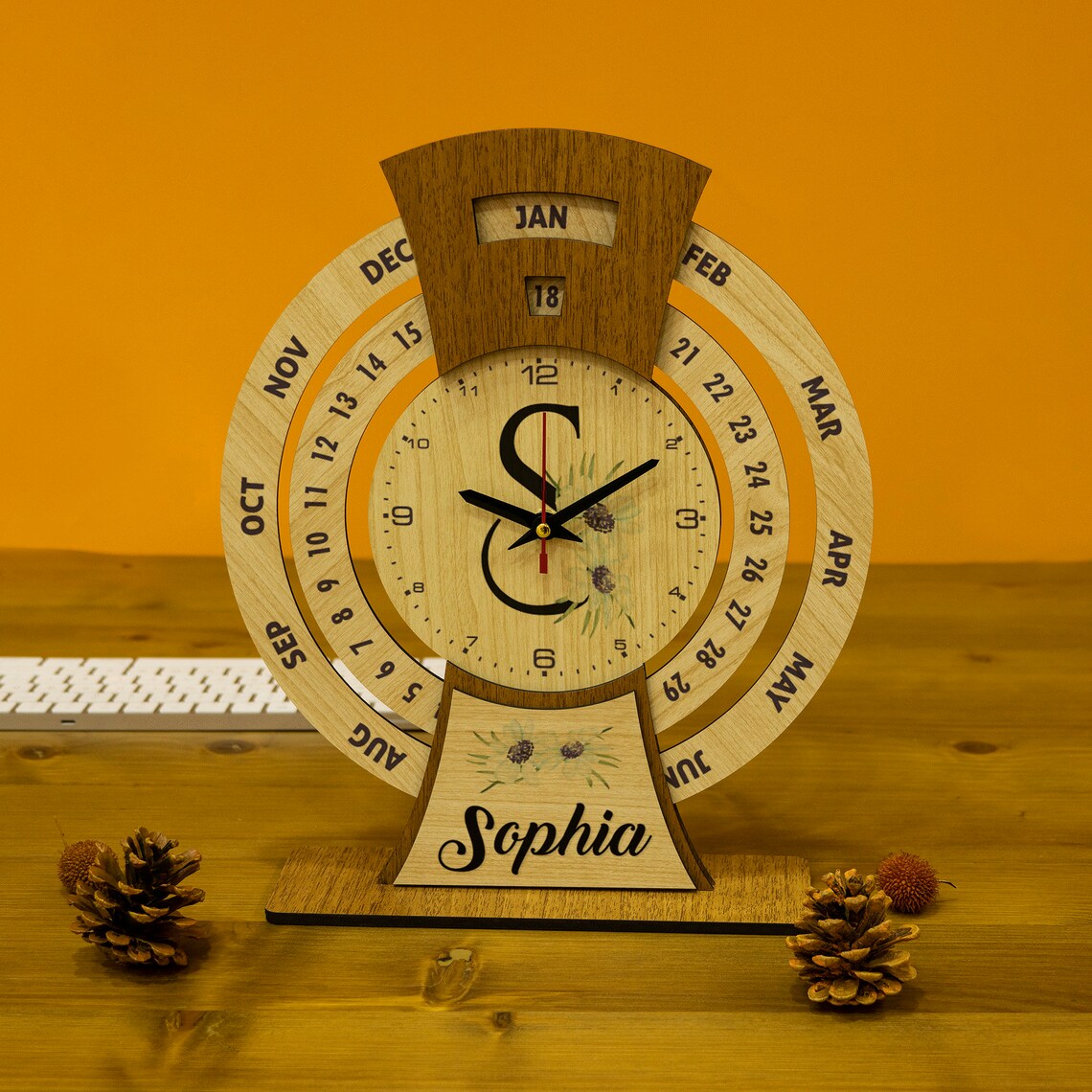 Personalized Gift Clock With Maya Calendar Modern Desk Maya - Etsy