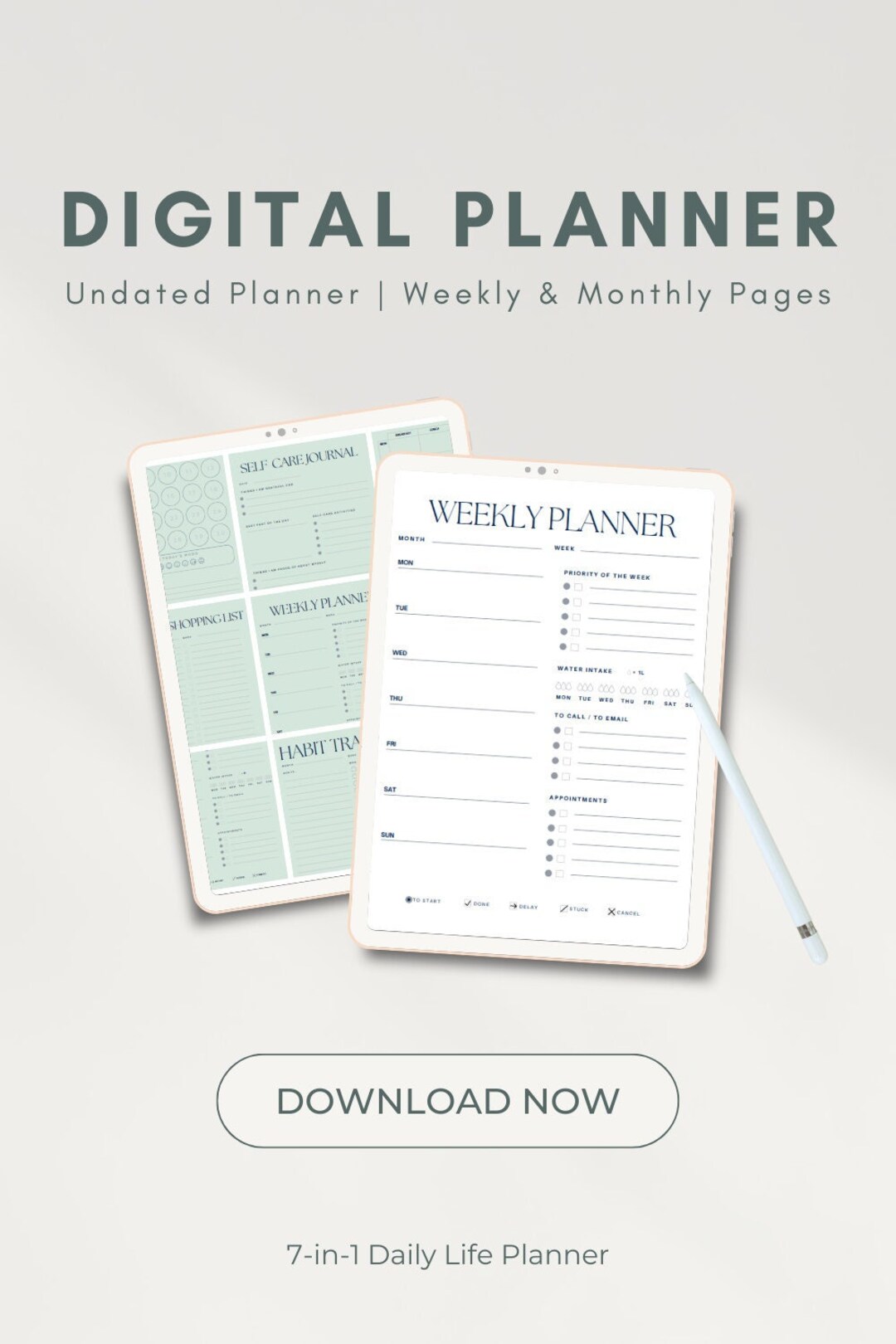 7-in-1 Daily Life Planner With Habit and Mood Tracker - Etsy