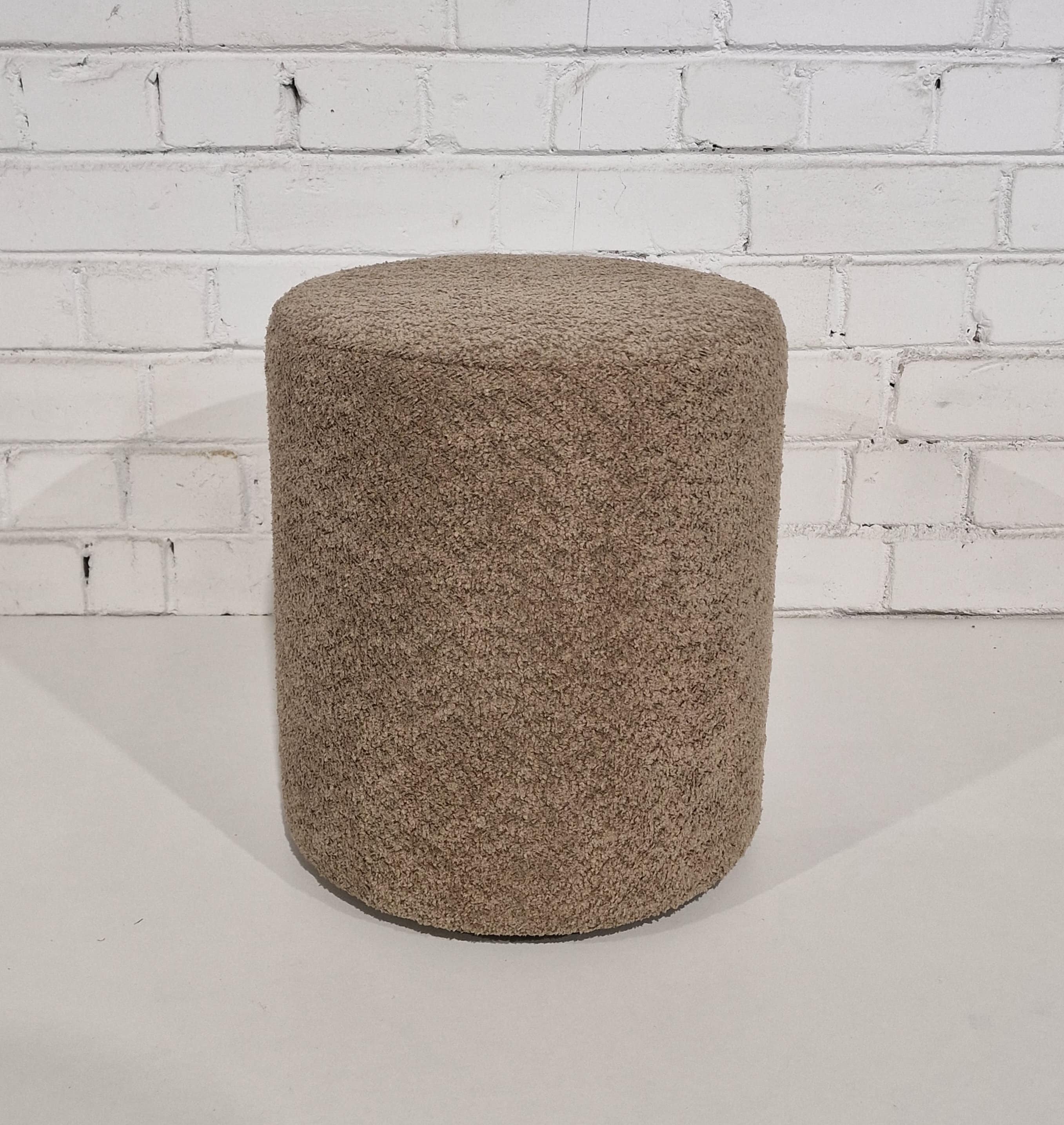 MODERN Boucle Pouf, Ottoman, Circle Round Pouf, Sand Color Ottoman ...