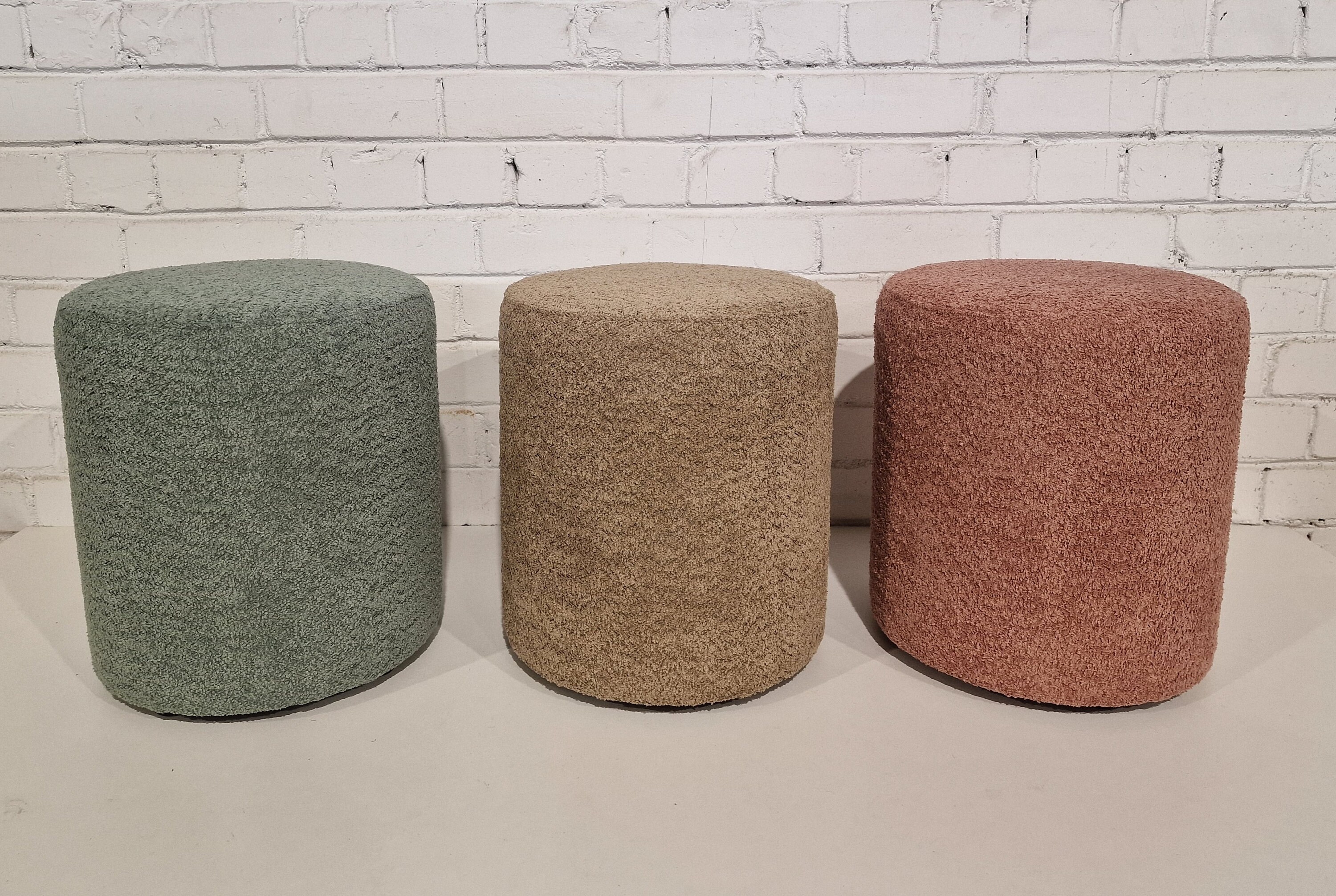 MODERN Boucle Pouf, Ottoman, Circle Round Pouf, Sand Color Ottoman ...