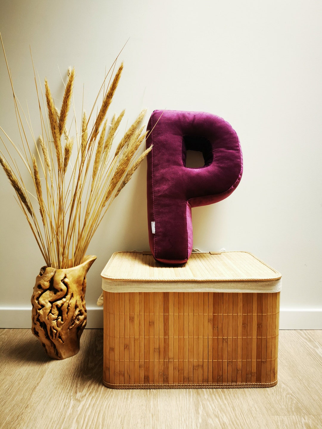 Handmade Velvet Letter Pillow P | Alphabet Pillow | Personalised ...
