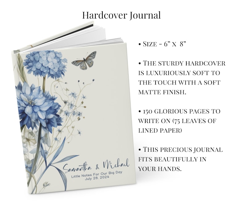 Ocean Blue Wildflowers Custom Wedding Journal, Personalized Wedding ...