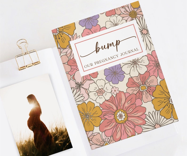 Personalized Baby Bump Journal, Vintage Retro Pregnancy Notebook, Bump ...