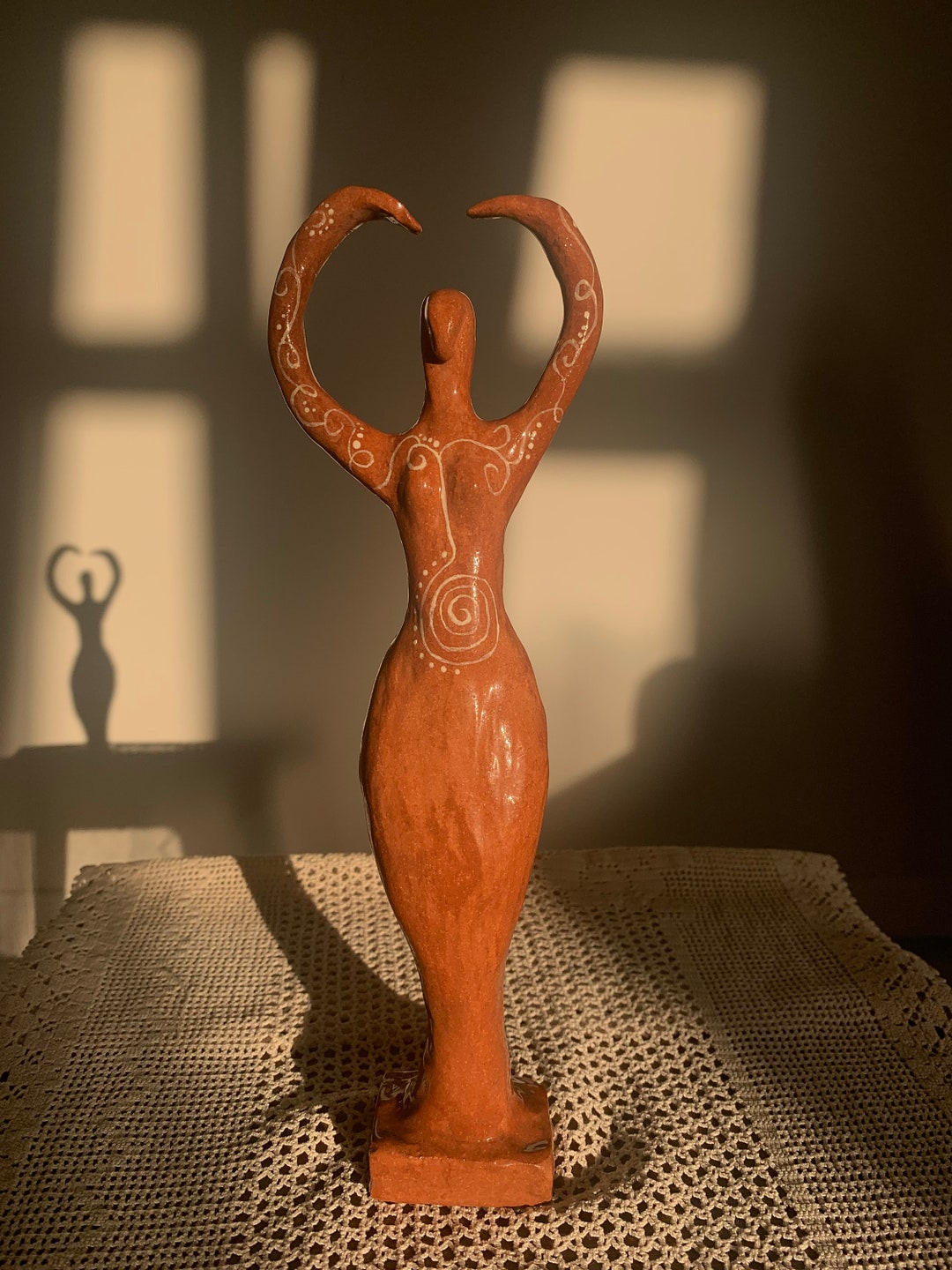 Female Statue With Ethnic Pattern, Woman Statue, Handmade Sculpture ...