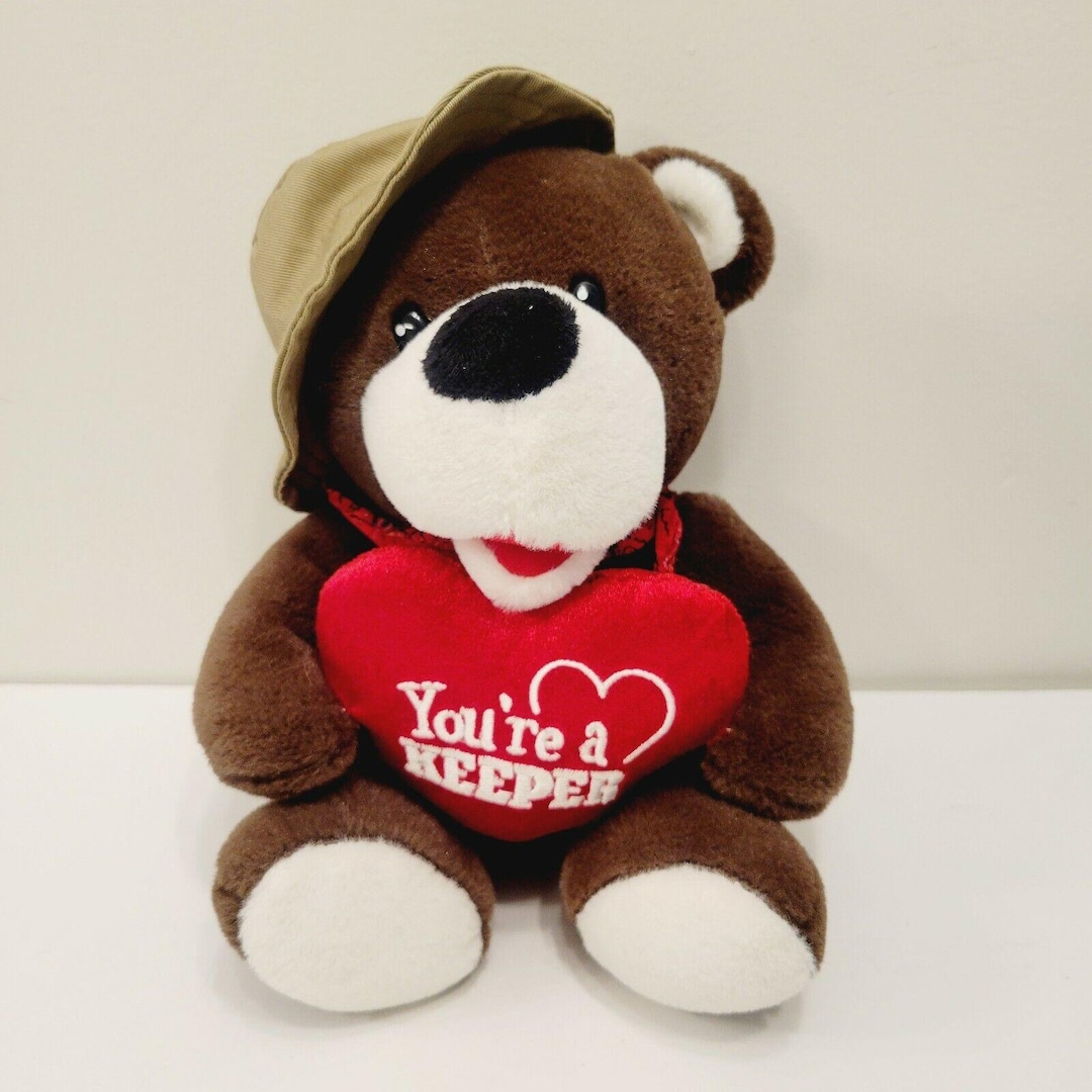 Vtg Brown Teddy Bear Forest Ranger "you're a Keeper" Dan Dee Heart ...