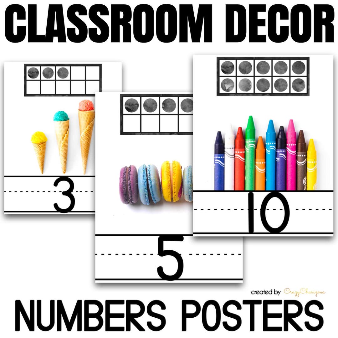 Number Posters for Classroom Preschool Number Posters With Ten Frames ...