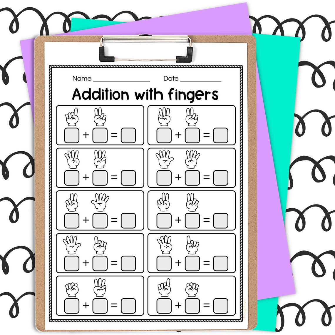 Addition and Subtraction Worksheets to 10 With Fingers Kindergarten ...