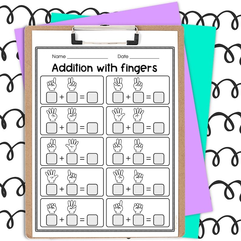 Addition and Subtraction Worksheets to 10 With Fingers Kindergarten ...