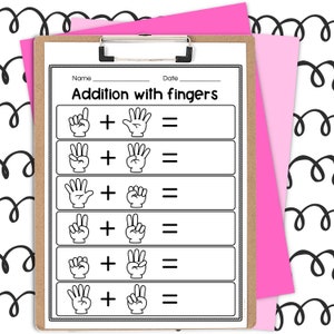 Addition and Subtraction Worksheets to 10 With Fingers Kindergarten ...