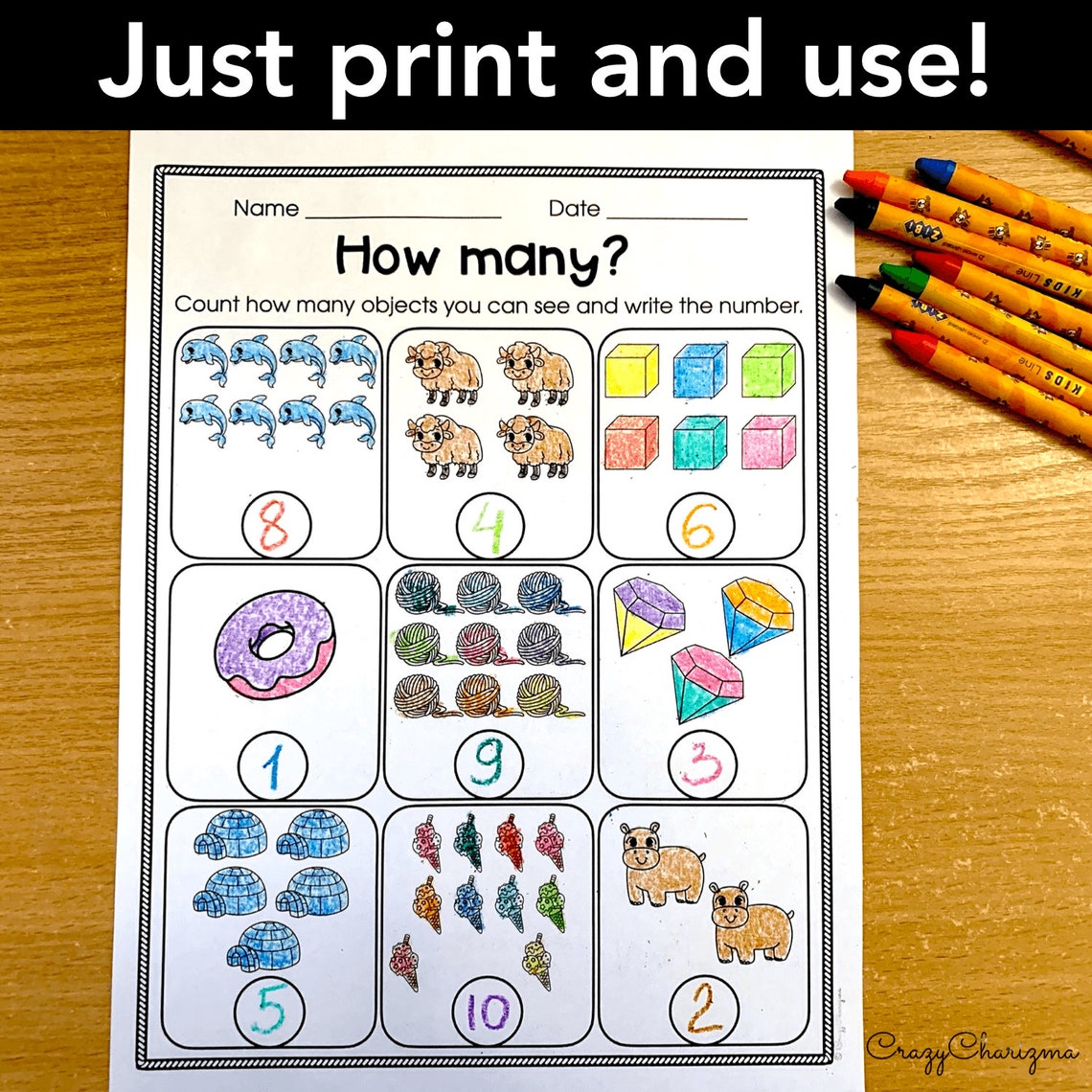 Kindergarten Math Worksheets Counting to 20 Objects Teen Numbers ...