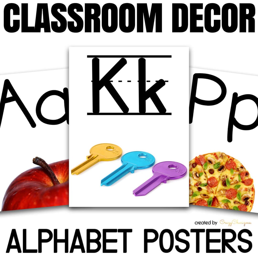 Alphabet Posters for Classroom Wall Printable Alphabet Posters Nursery ...