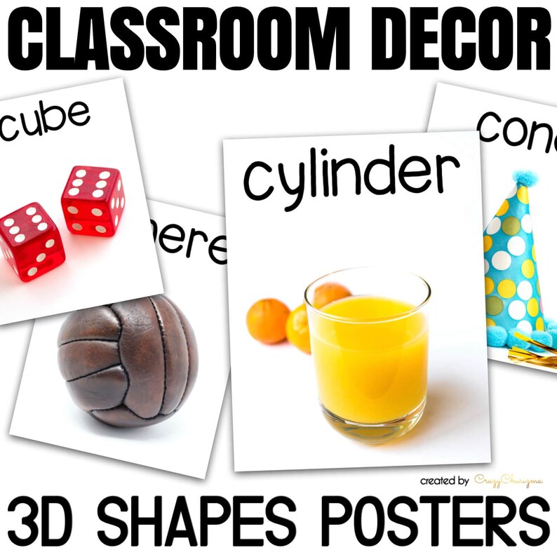 3d Shapes Posters for Classroom Kindergarten Preschool Shapes Posters ...