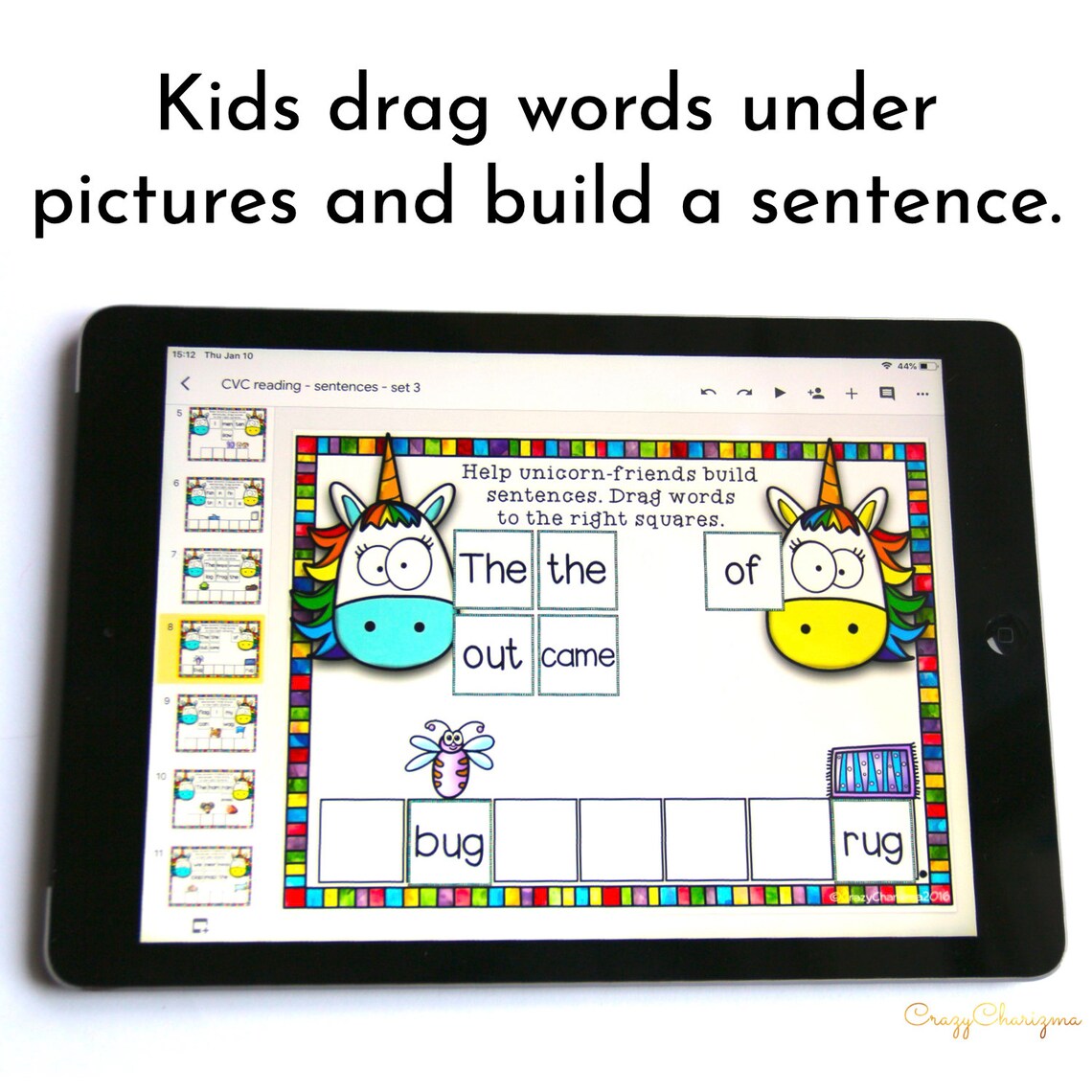 CVC Words for Kids Sentence Building Phonics Games Kindergarten 1st ...