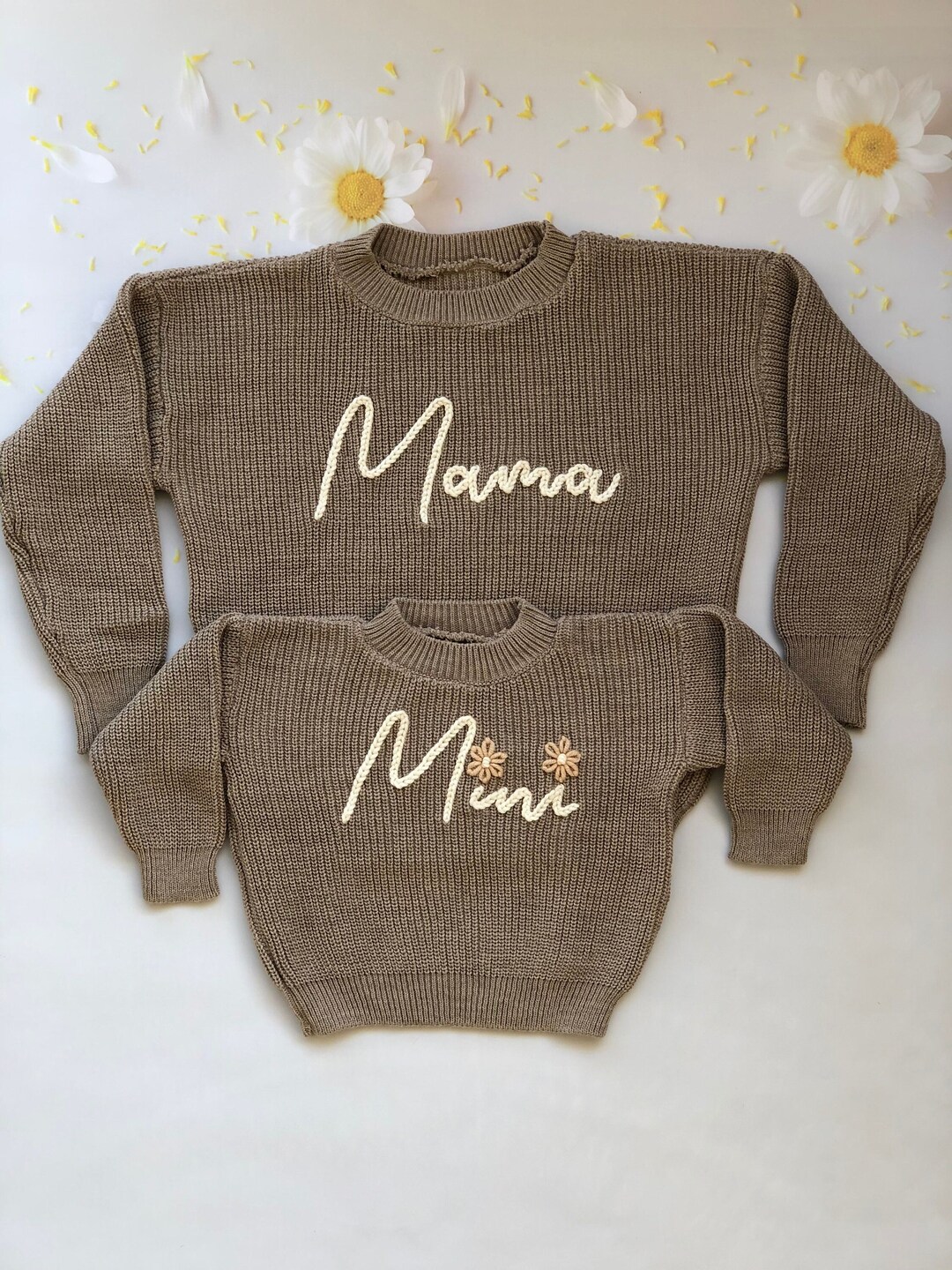 Matching Hand Embroidered Mama & Mini Sweater Mommy and Me - Etsy