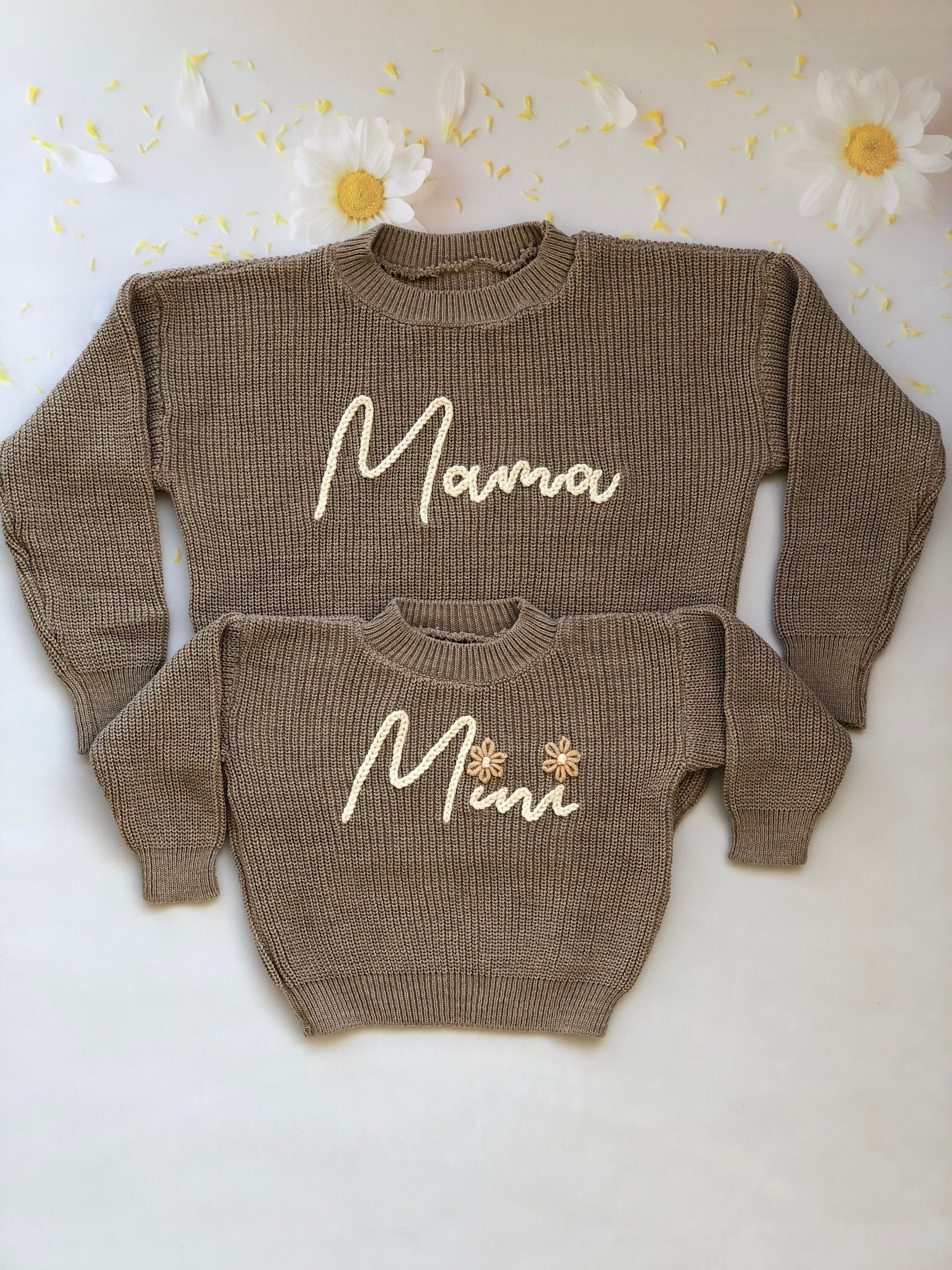 Matching Hand Embroidered Mama & Mini Sweater, Mommy and Me Outfits ...