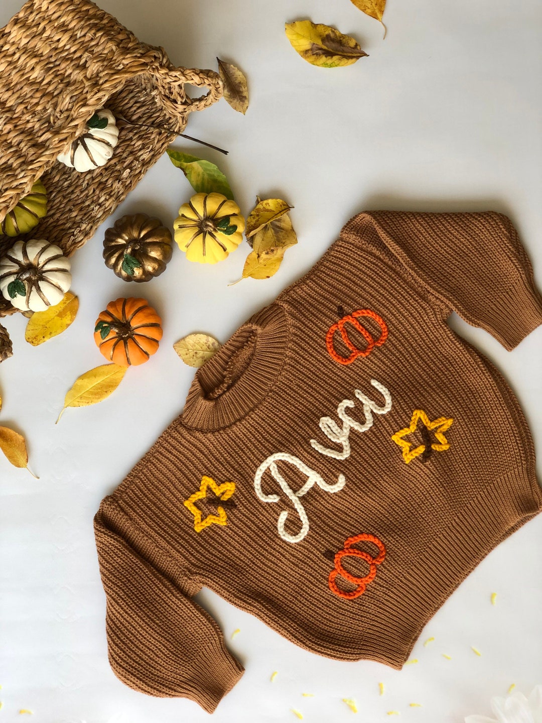 Personalized Hand Embroidered Baby and Toddler Halloween Sweaters ...