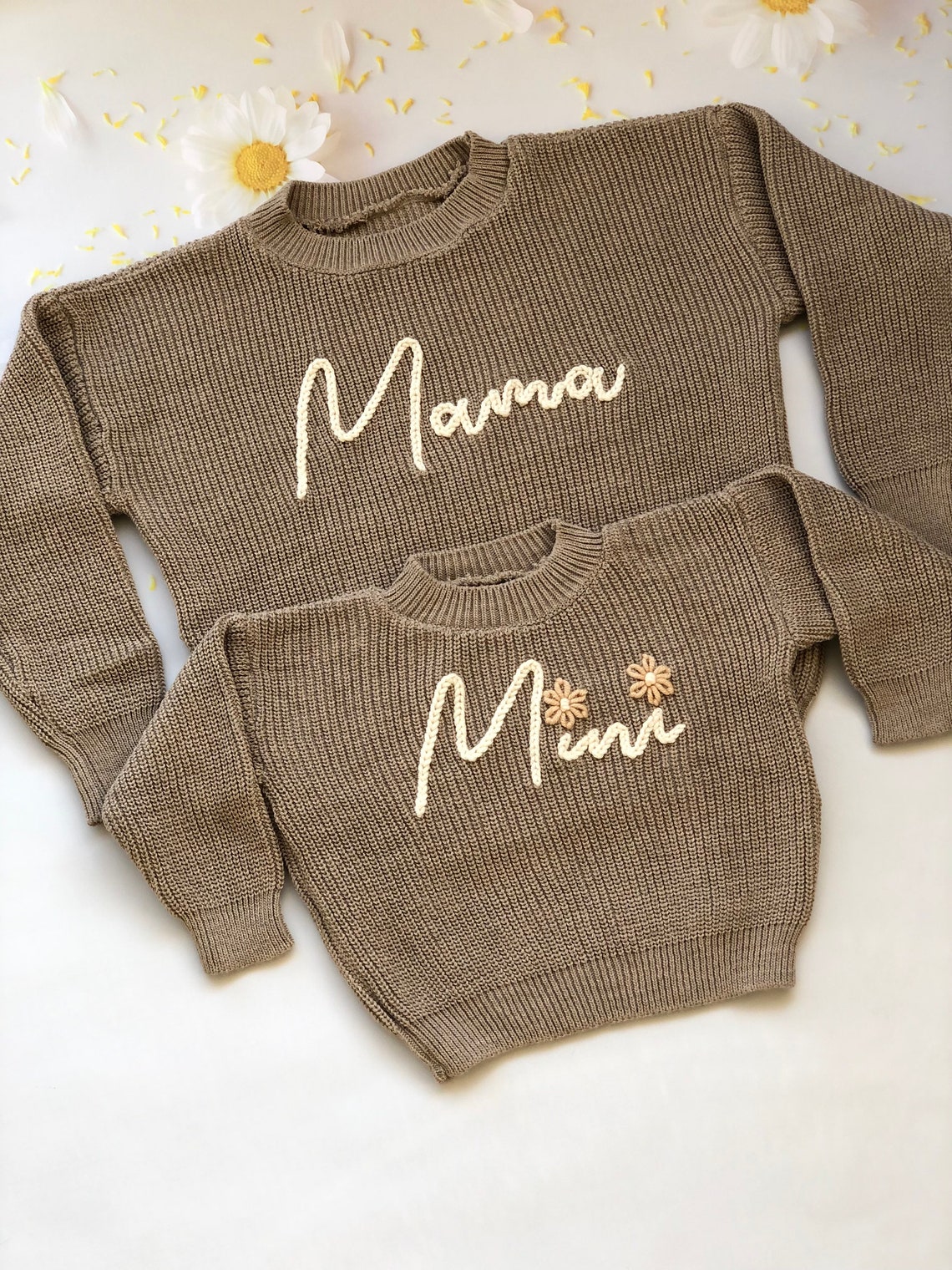 Matching Hand Embroidered Mama & Mini Sweater Mommy and Me - Etsy