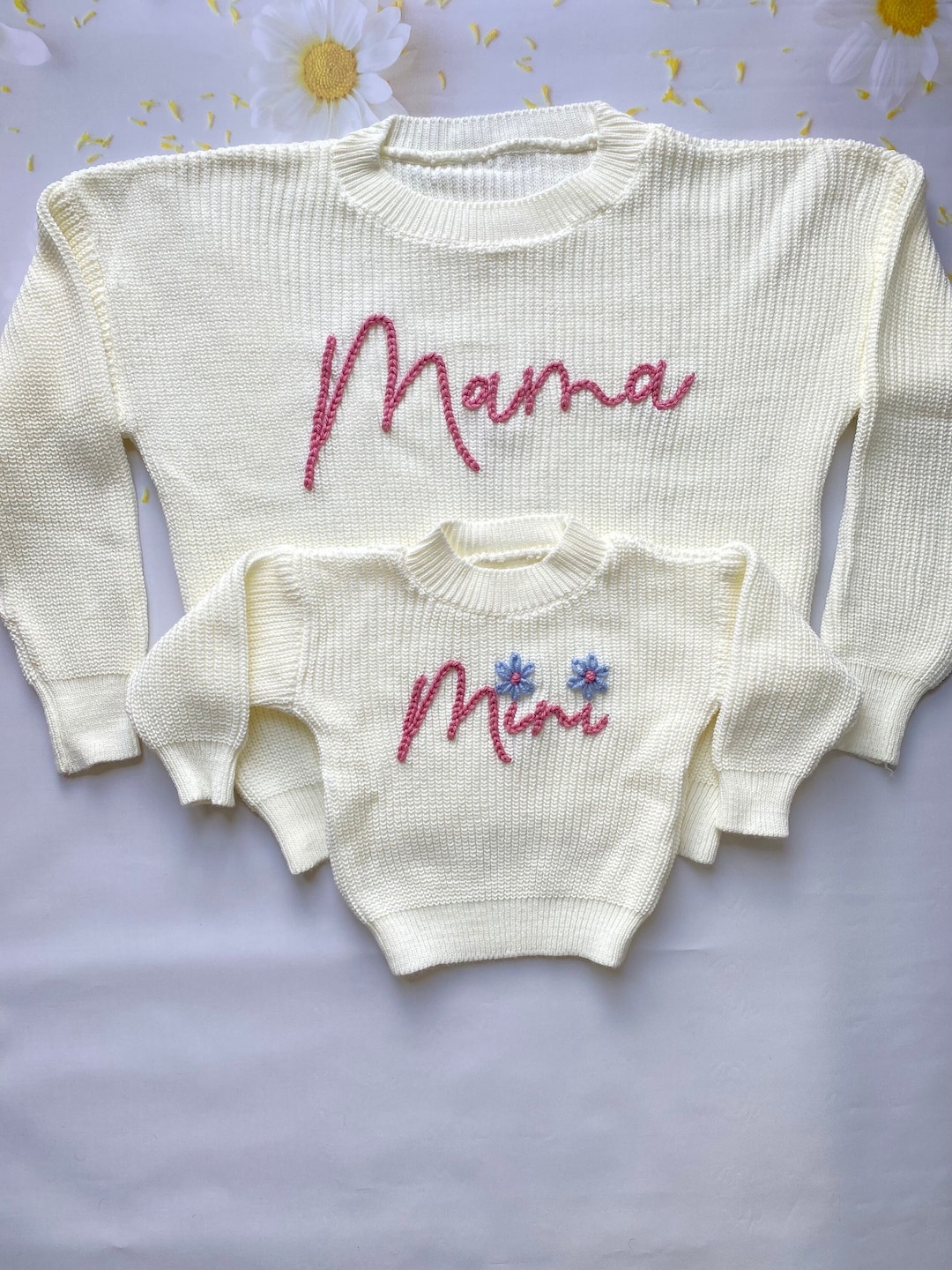 Matching Hand Embroidered Mama & Mini Sweater, Mommy and Me Outfits ...