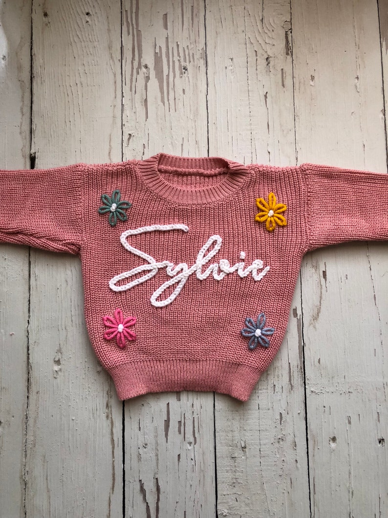Custom Hand Embroidered Baby Toddler Name Sweater Toddler - Etsy