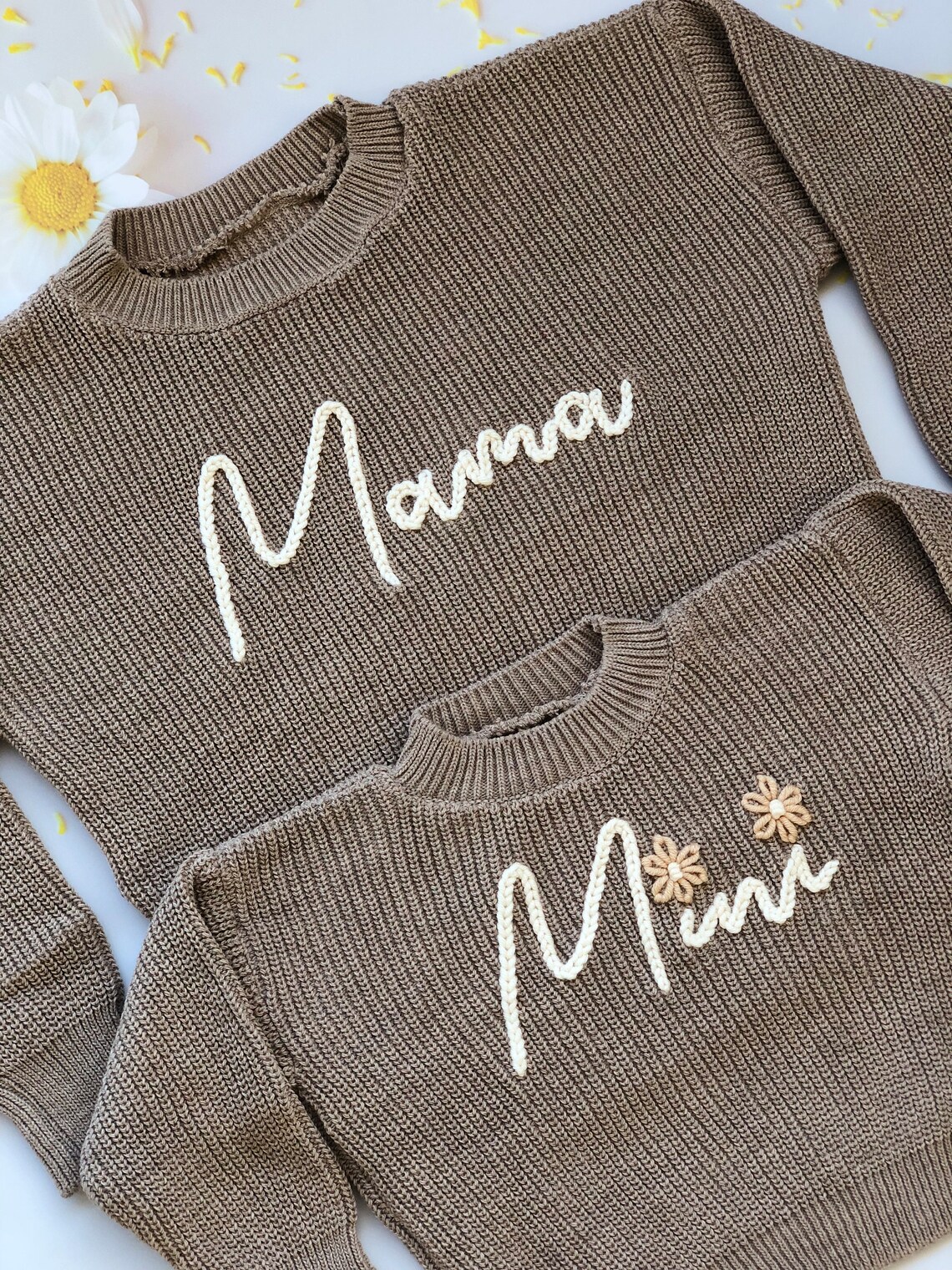 Matching Hand Embroidered Mama & Mini Sweater Mommy and Me - Etsy