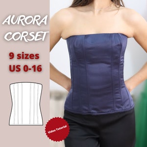 Long Multi Panel Corset Sewing Pattern, Strapless Bustier Top Pdf ...