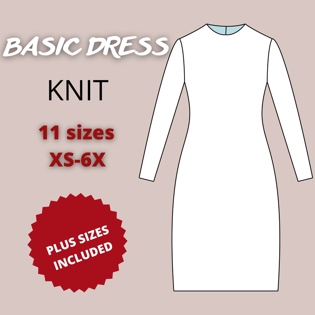 Basic Dress and Sleeve Block Pdf Sewing Pattern for KNIT Fabric, Basic ...