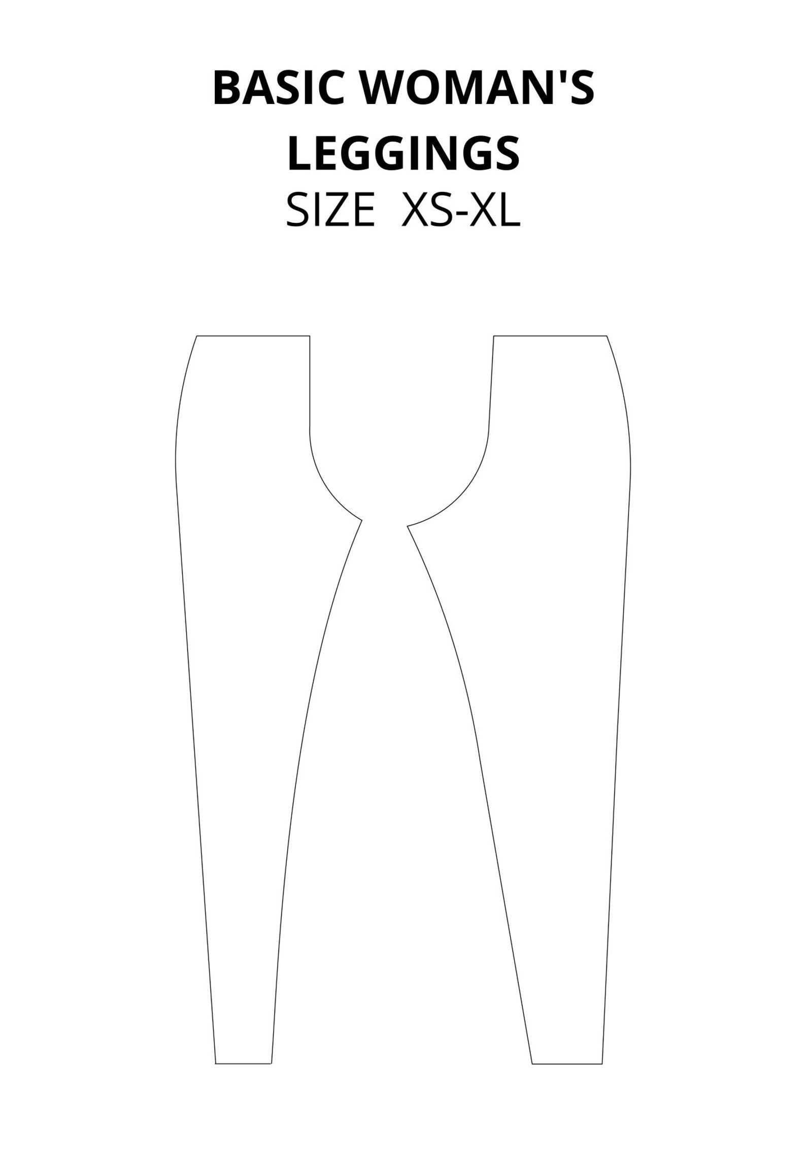 Basic Leggings Pattern for Woman XS-XL, Basic Pants Sewing Pattern ...